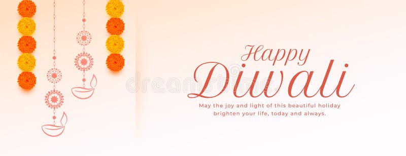 Happy Diwali Wishes Banner with Floral and Lantern Design Stock Vector ...