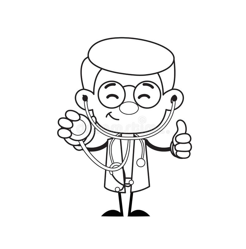 Happy Doctor Checking with Stethoscope Vector Stock Vector ...