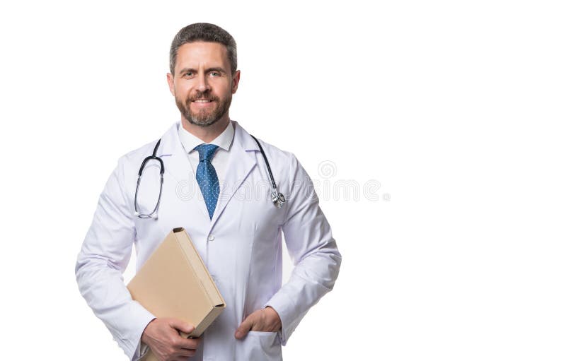 Happy Doctor with Folder. Doctor Isolated on White Stock Photo - Image ...