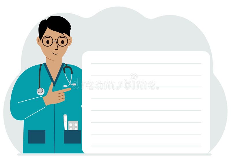Happy Doctor Holding a File with Blank Paper for Text. Vector Stock ...