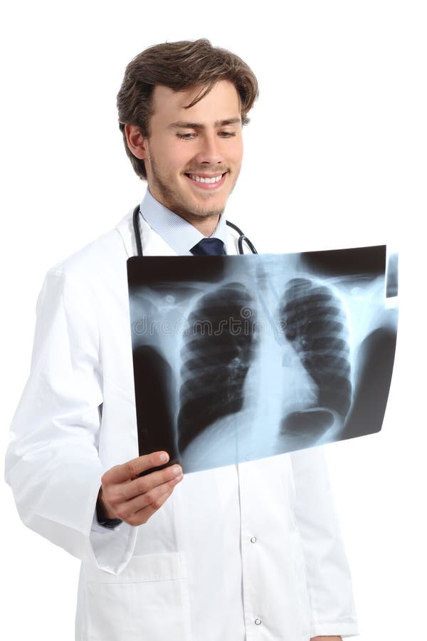 Happy Doctor Man Examining a Radiography Stock Image - Image of hold ...