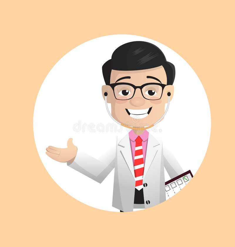 Happy Doctor Presenting Pose Vector Stock Illustration - Illustration ...