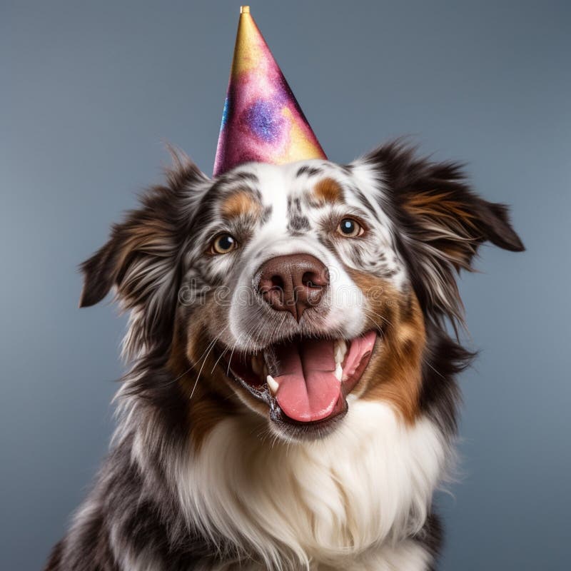 Happy Dog with Birthday Cap, AI Generative Stock Illustration ...