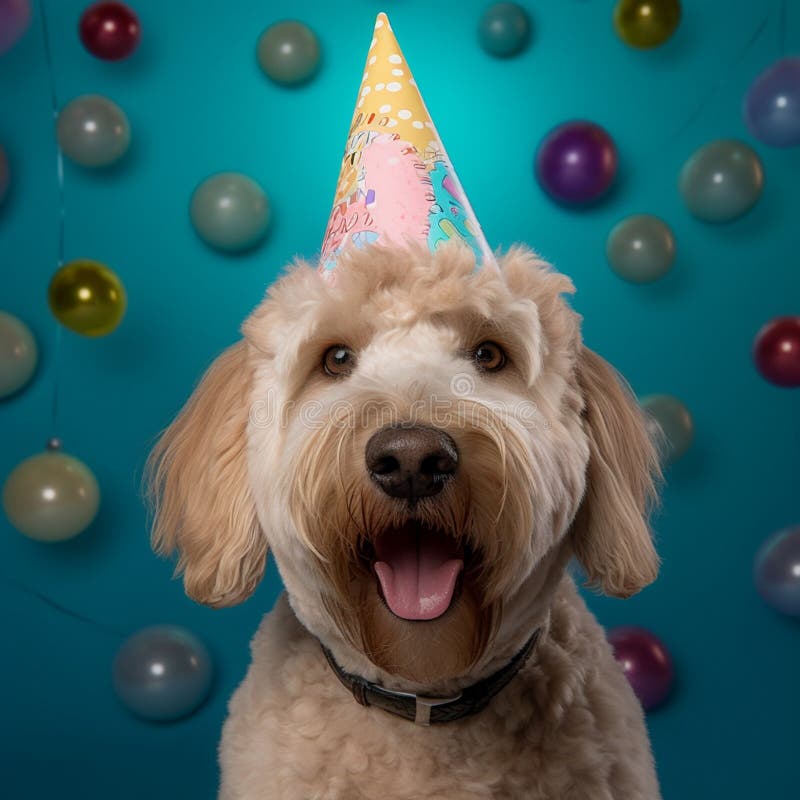 Happy Dog with Birthday Cap, AI Generative Stock Illustration ...