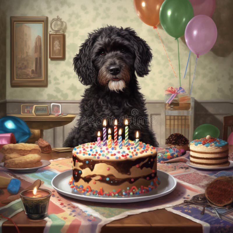 Happy Dog with Birthday Cap, AI Generative Stock Illustration ...