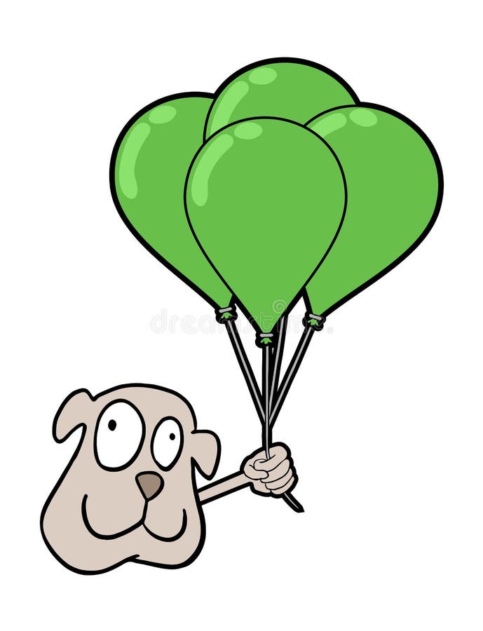 Happy Dog Face with Balloons Stock Vector - Illustration of animal ...