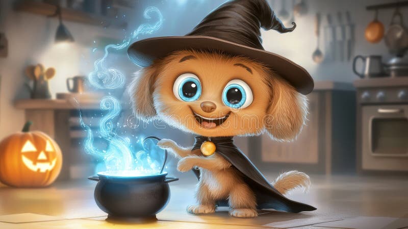 A Happy Dog Making Magic Potion Stock Illustration - Illustration of ...