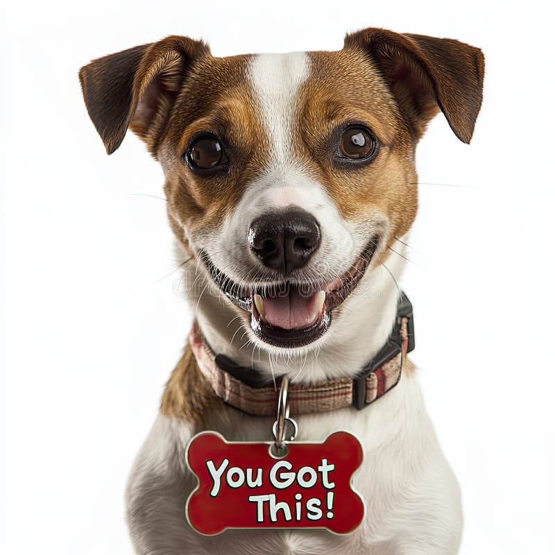 Happy Dog with Motivational Message on Its Collar, Spreading Positivity ...