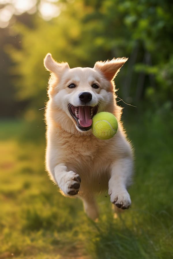 Happy Dog Playing with Ball Stock Image - Image of outdoor, playful ...