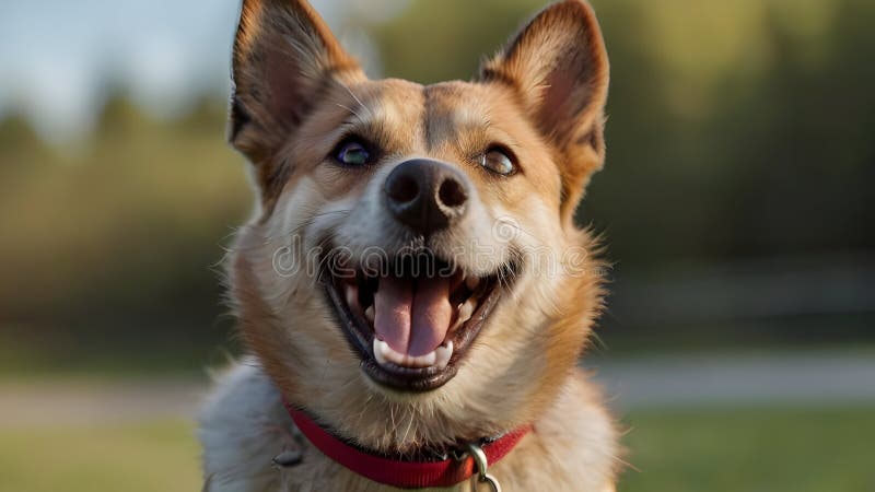Happy Dog Portrait Having Fun Outdoors Stock Illustration ...