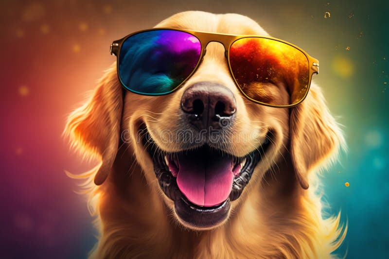 Happy Dog with Sunglasses. Portrait of Smiling Dog Wearing Sunglasses ... Happy Dog with Sunglasses. Portrait of Smiling Dog Wearing Sunglasses ...
