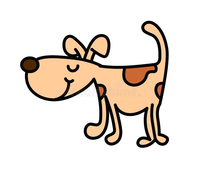 Happy Dog Walking Drawing Doodle Vector Illustration Stock Illustration ...