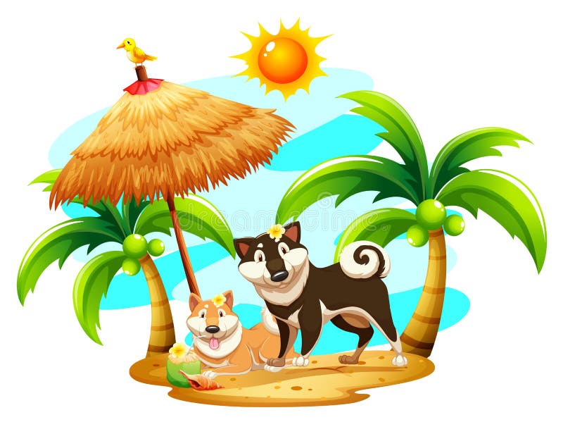 Dogs at beach stock illustration. Illustration of animal - 33337904