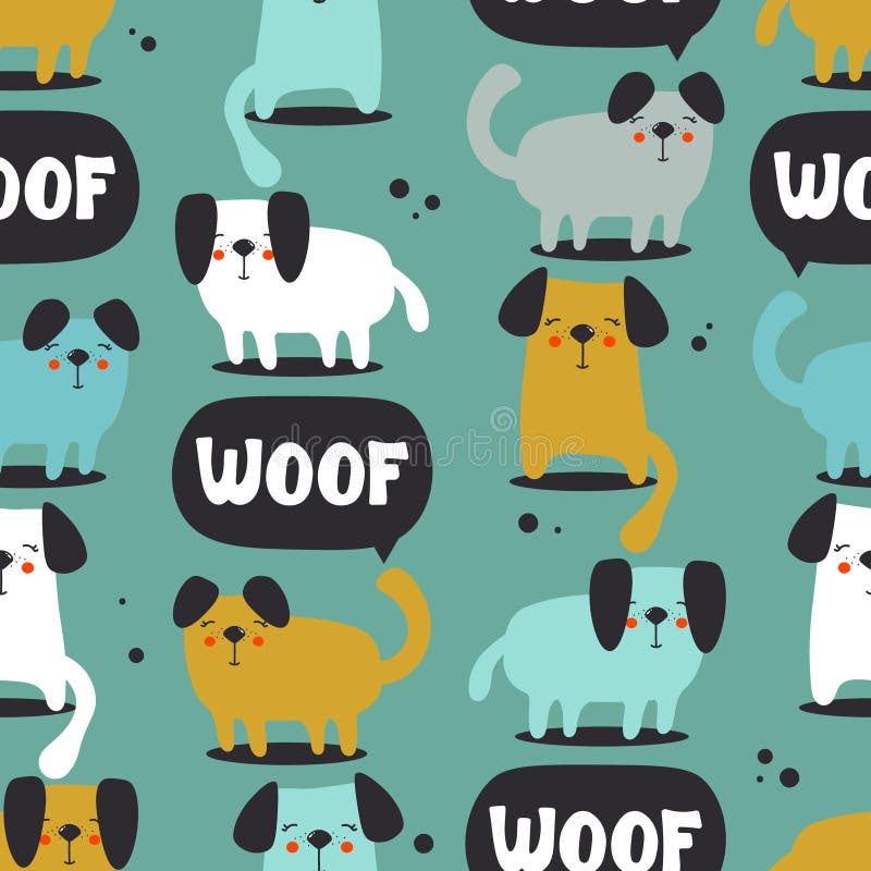 Happy Dogs, Colorful Seamless Pattern. Dachshunds, Decorative Cute ...
