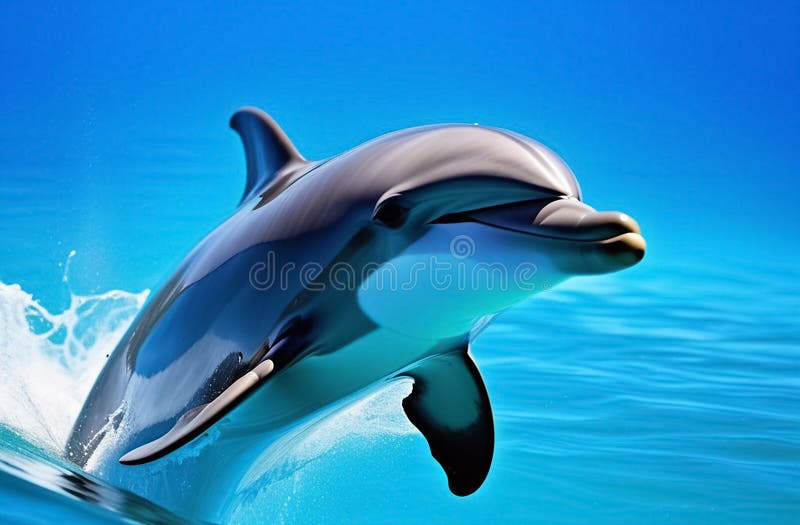 Happy Dolphin in the Sea in the Rays of Light Stock Illustration ...