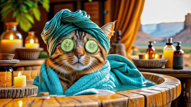 Happy Domestic Cat Relaxing in a Spa Stock Footage - Video of massage ...