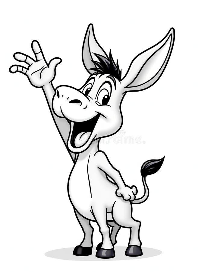Happy Donkey Cartoon Character Waving Stock Illustration - Illustration ...