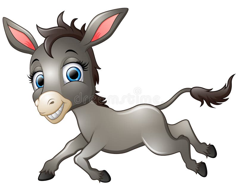 Happy Donkey Cartoon Running Stock Vector - Illustration of isolated ...