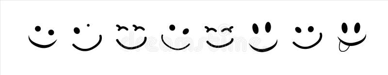 Happy Doodle Smile Isolated on Background. Simple Faces Stock ...