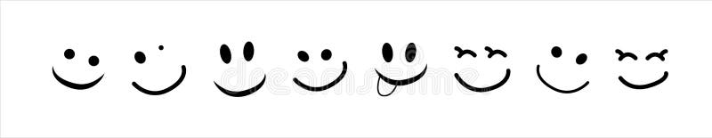 Happy Doodle Smile Isolated on Background. Simple Faces Stock ...