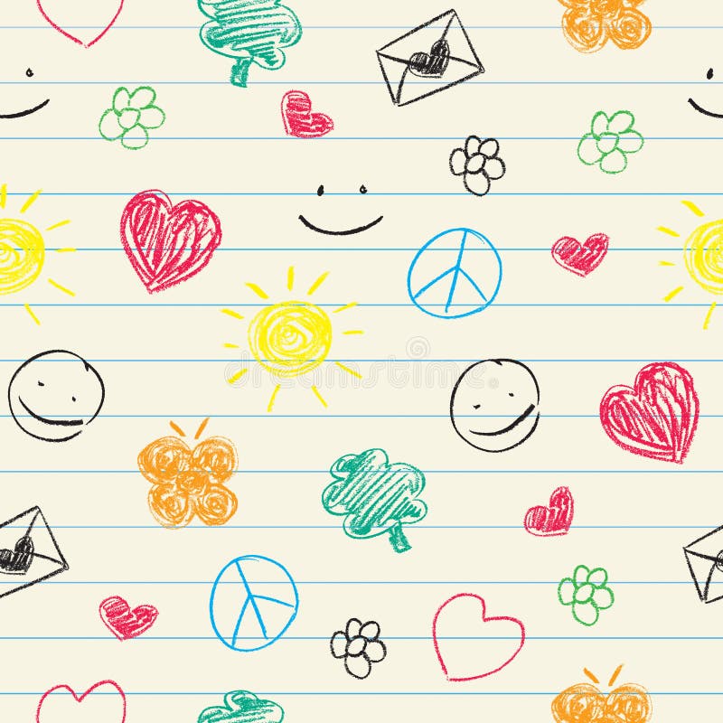 Happy Doodles Seamless Pattern Stock Vector - Illustration of earth ...