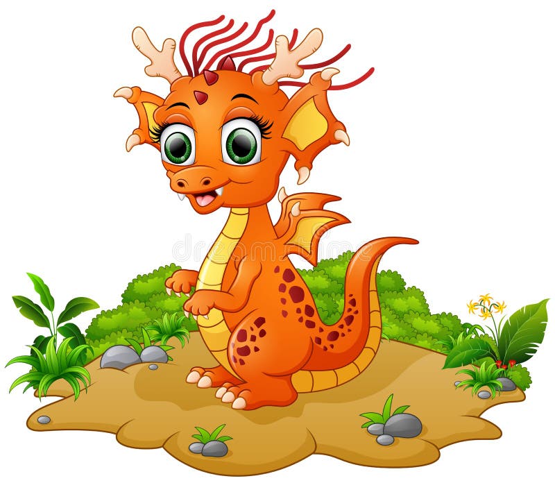 Happy dragon cartoon stock vector. Illustration of animal - 74637697