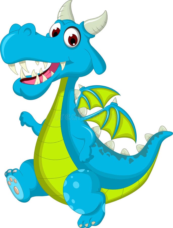 Happy Dragon Flying Cartoon Running Stock Illustration - Illustration ...