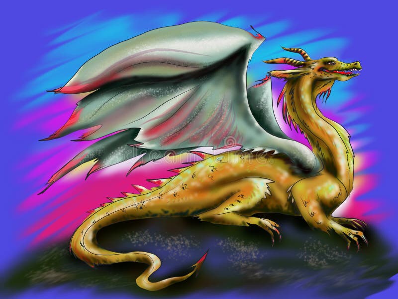 Happy Dragon. Symbol on Blue Background Stock Illustration ...