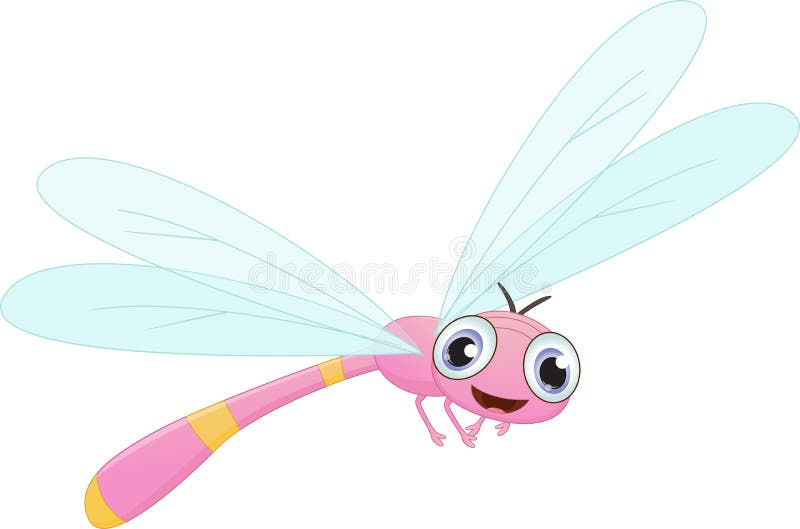 Happy dragonfly cartoon stock vector. Illustration of white - 73013263