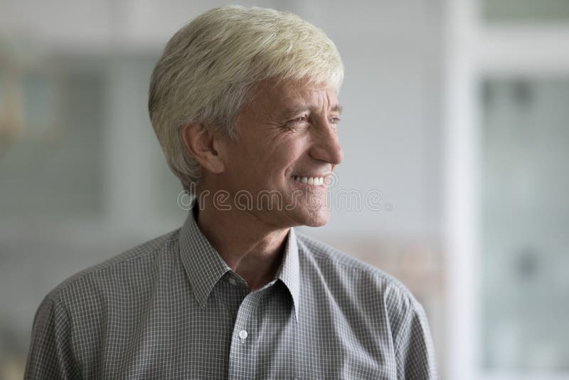 Happy Dreamy Handsome Old Retired Business Man Looking Away Stock Image ... Happy Dreamy Handsome Old Retired Business Man Looking Away Stock Image ...