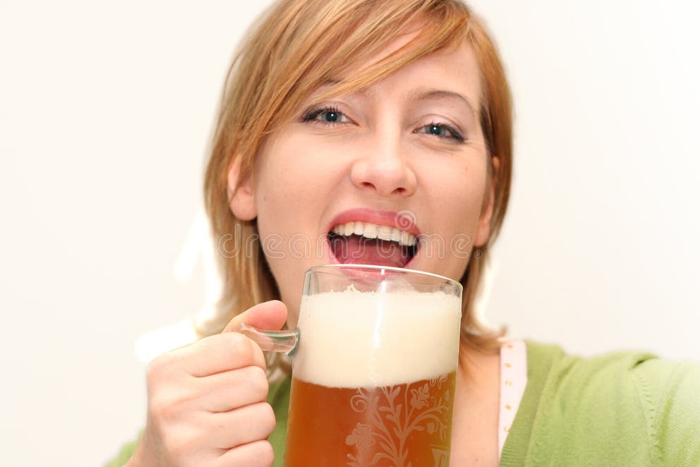Happy drinking beer stock image. Image of cheerful, bier - 1995453