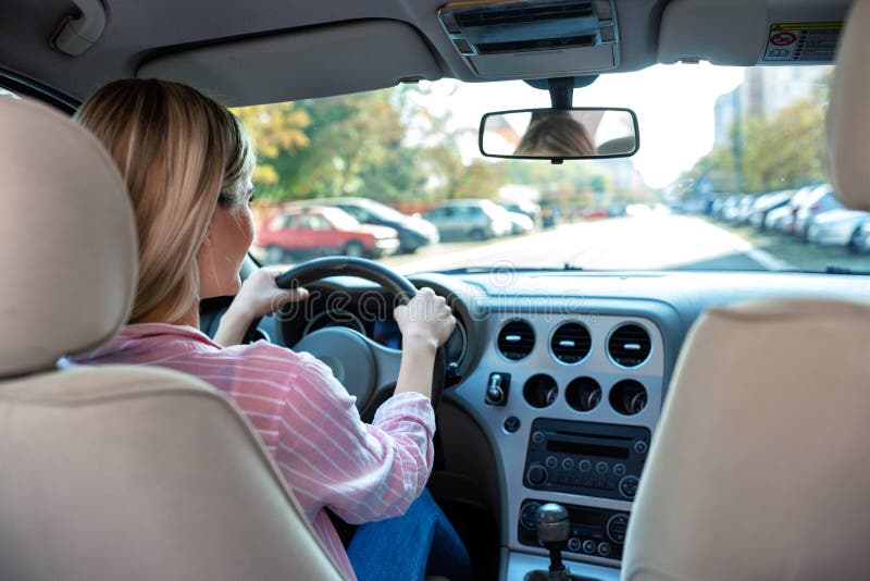 Happy Driver Enjoying while Driving a Car Stock Image - Image of inside ...