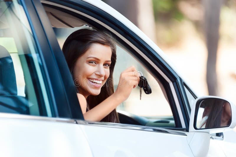 Happy driving portrait stock photo. Image of beautiful - 28932400
