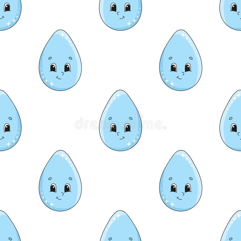 Happy Drop. Colored Seamless Pattern with Cute Cartoon Character ...