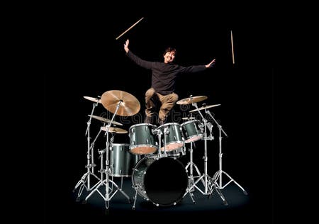 Happy Drummer stock photo. Image of dark, cymbals, happy - 4369132