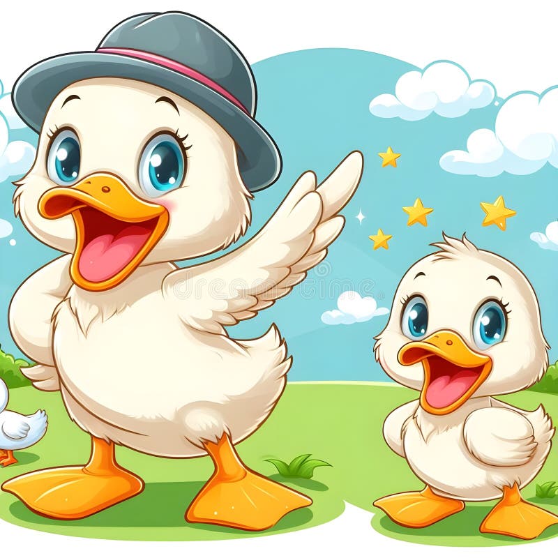 Happy duck cartoon stock illustration. Illustration of printable ...