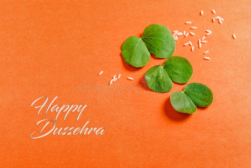 Happy Dussehra Greeting Card , Green Leaf Stock Photo - Image of ...