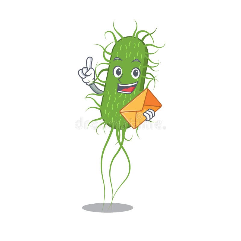 Happy E.coli Bacteria Mascot Design Concept with Brown Envelope Stock ...