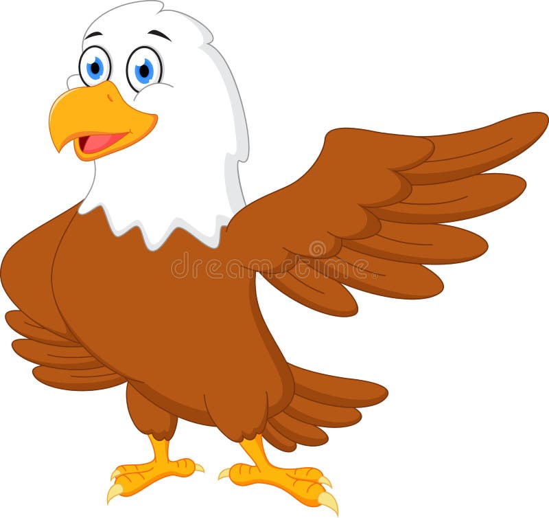 Happy eagle cartoon waving stock vector. Illustration of icon - 58783704