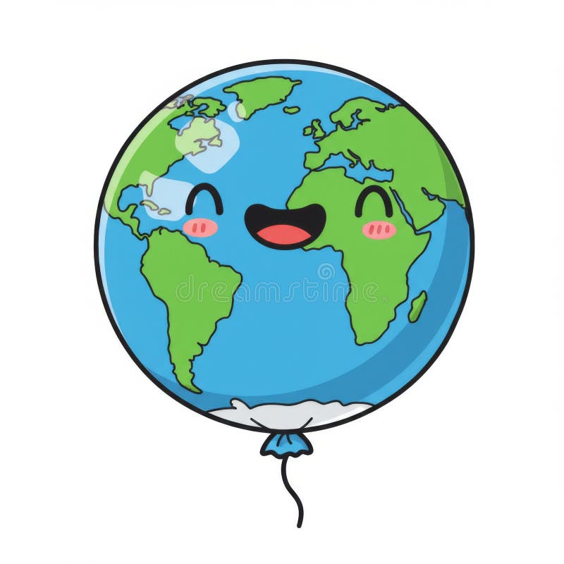 Happy Earth Balloon Illustration Stock Illustration - Illustration of ...