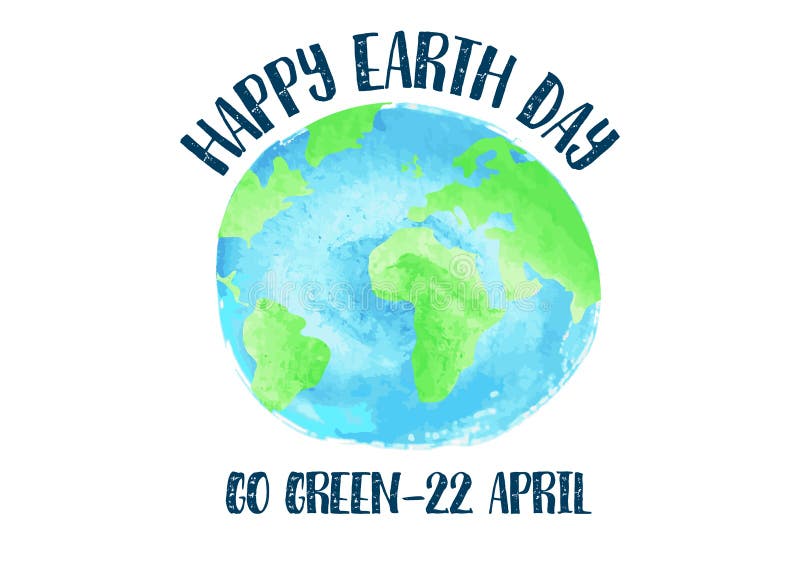 Happy Earth Day Concept with Watercolor Earth Design Stock Vector ...