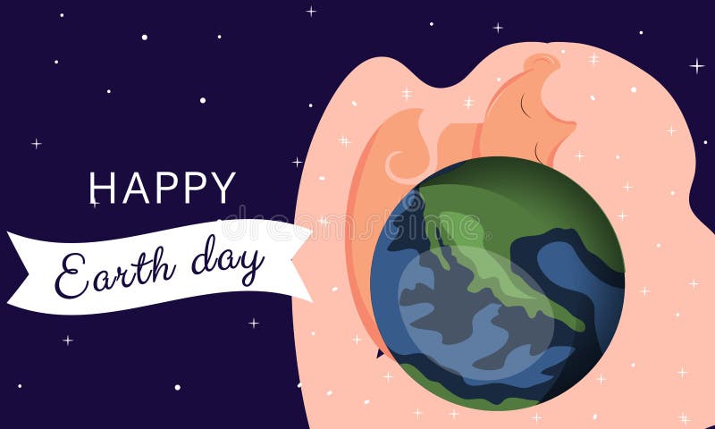 Happy Earth Day Background. Woman with Earth Stock Vector ...