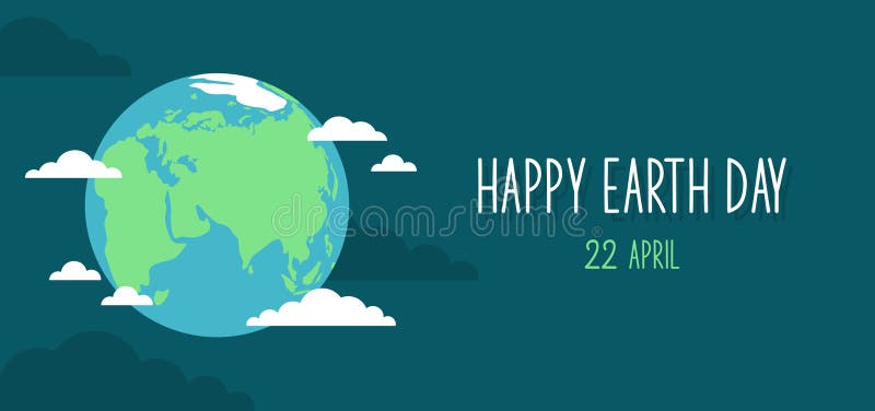 Happy Earth Day Banner. Globe of the Planet Earth with Clouds Around ...