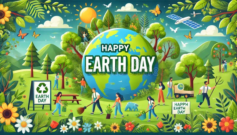 Happy Earth Day Campaign Background Stock Illustration - Illustration ...