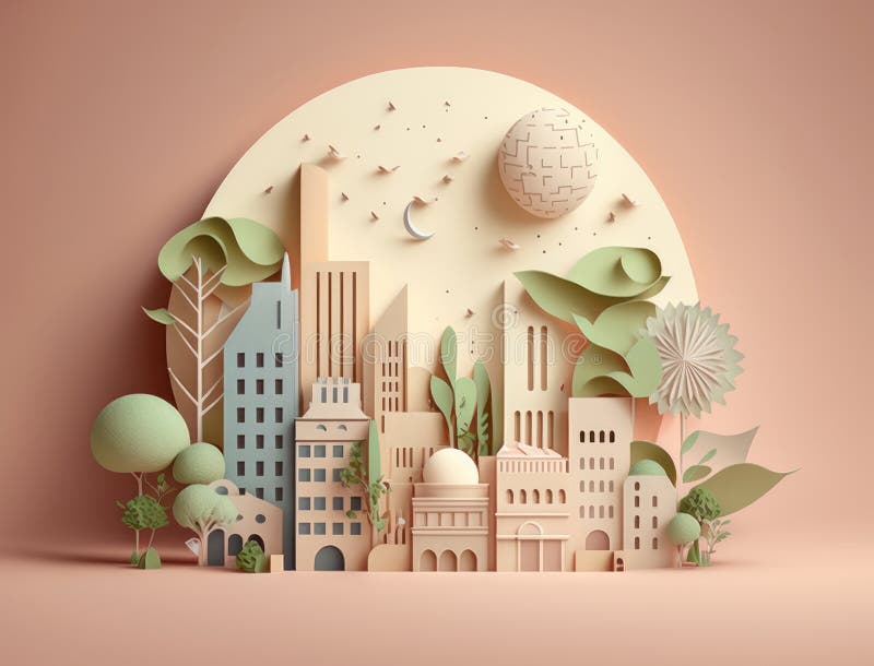 Happy Earth Day Concept. Forest with Paper Texture on Pastel Colors ...