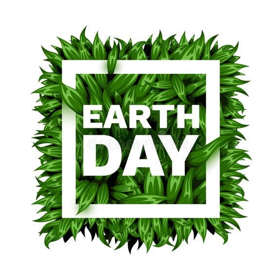 Happy Earth Day Frame with Leaves. Stock Vector - Illustration of ...