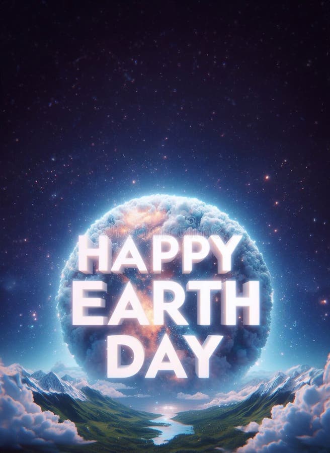 Happy Earth Day Illustration: Planet and Letters on the Grass ...