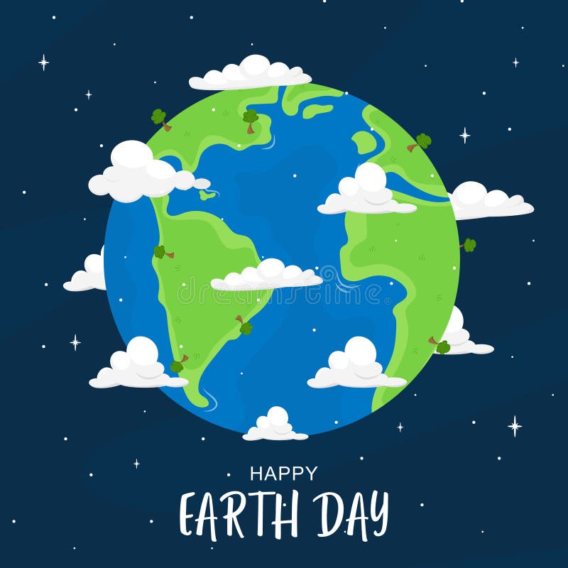 Happy Earth Day Poster or Banner. Vector Illustration and Lettering ...