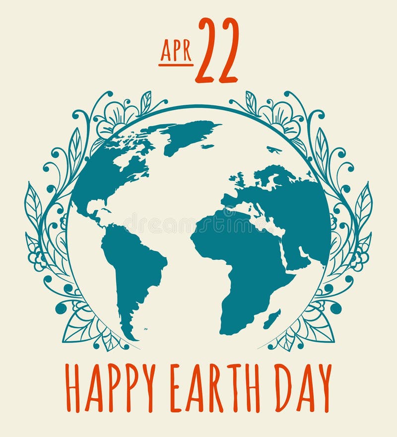 Happy Earth Day Poster in Retro Style Stock Vector - Illustration of ...