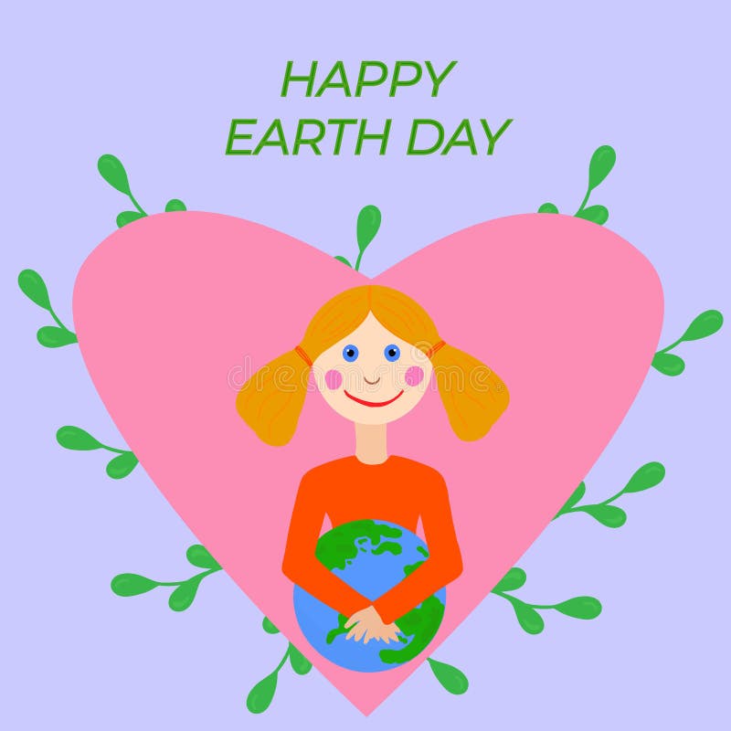 Happy Earth Day, Vector Image Congratulation Planet Earth Take Care of ...